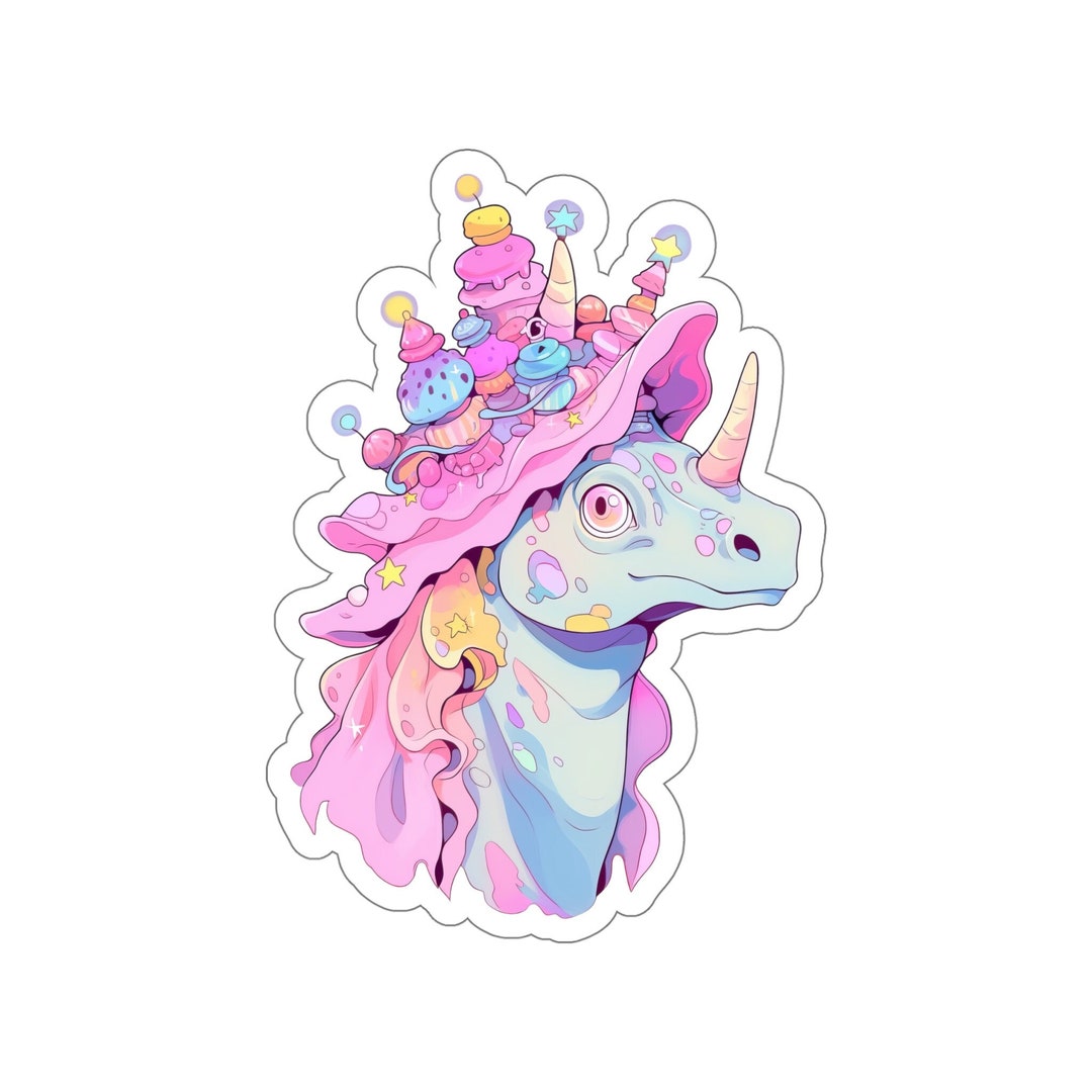 Unicorn Birthday Party Sticker, Cute Pink and Blue Sticker, Birthday ...