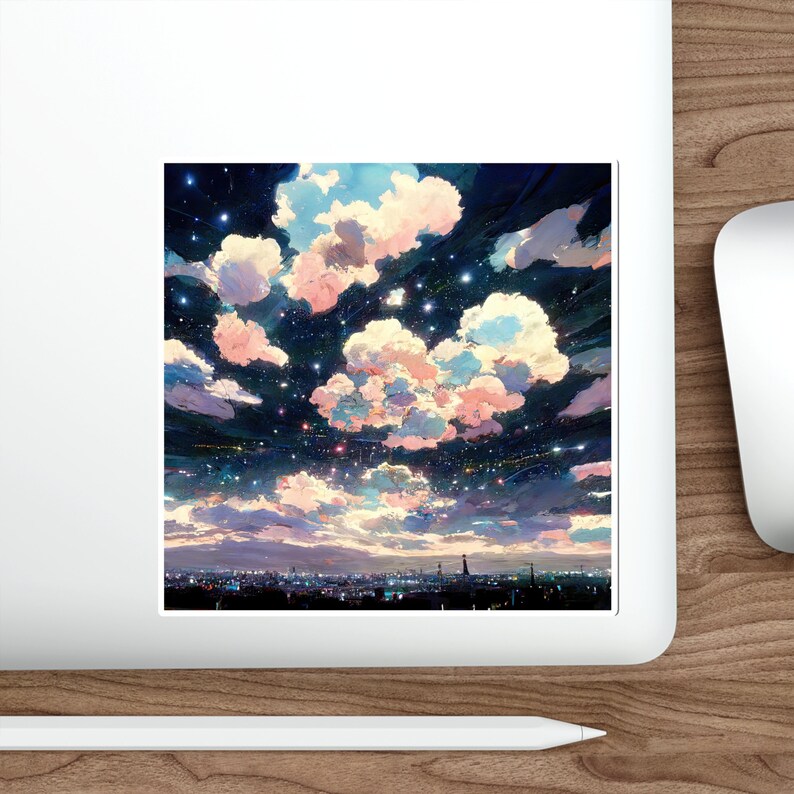 Stars and Clouds Artwork Vinyl Stickers, Waterproof & Weatherproof ...