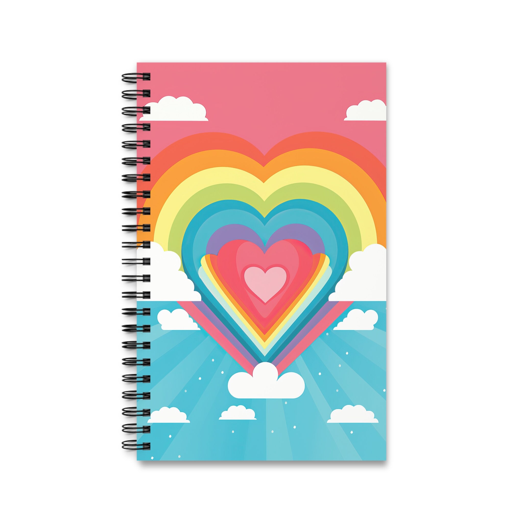 Cute Pastel Rainbow Heart Spiral Journal Notebook A5, Ruled Line ...