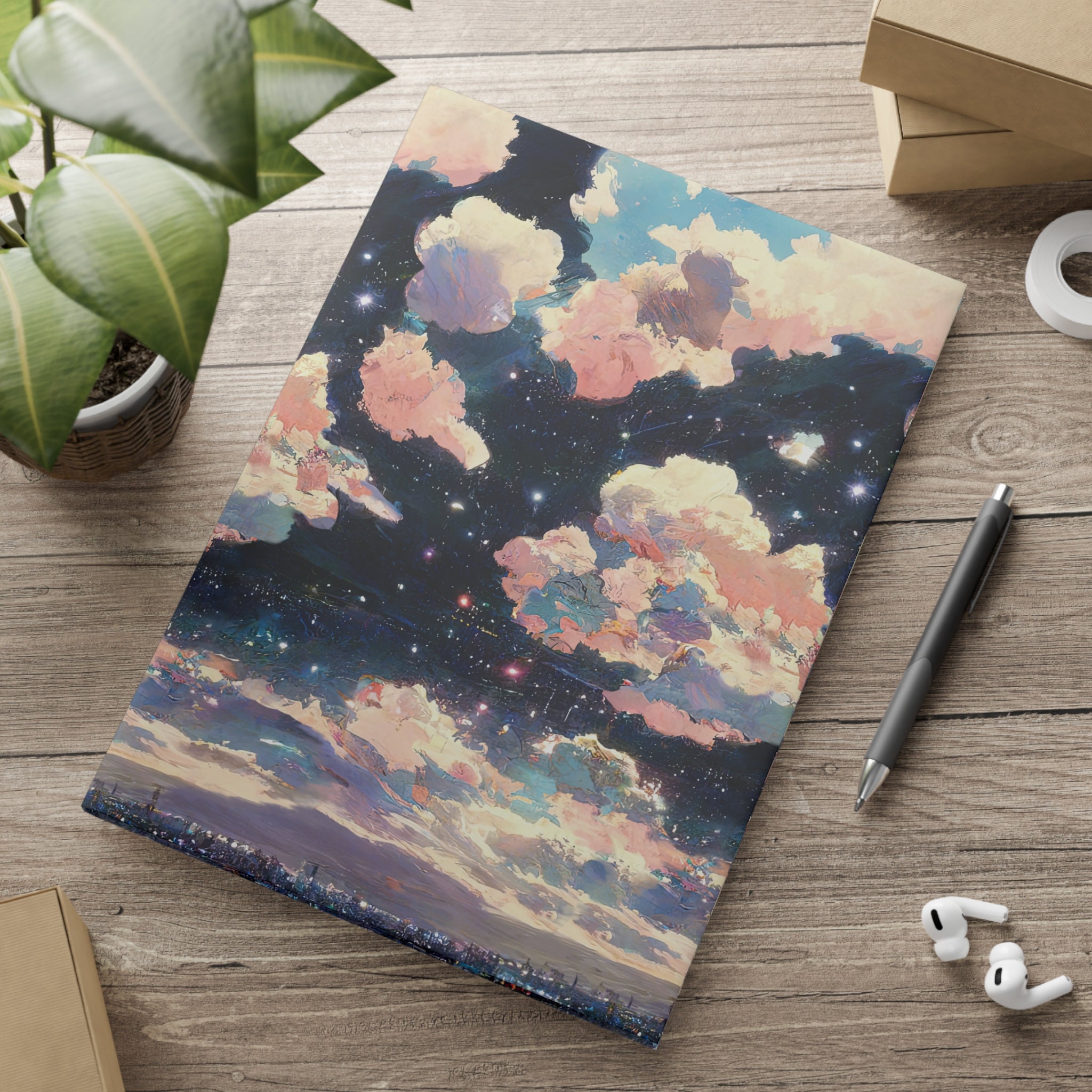 Stars and Clouds Anime Artwork Hardcover Notebook Journal, A4 A5 and B5 ...