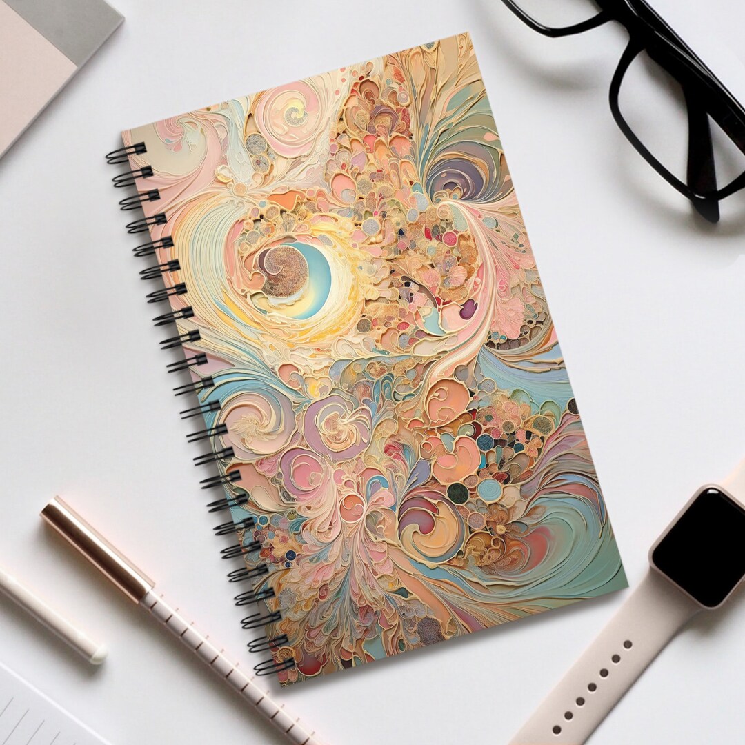 Spiral Notebook - Pastel Curves Artwork Cover - A5 Sketchbook, Wire ...