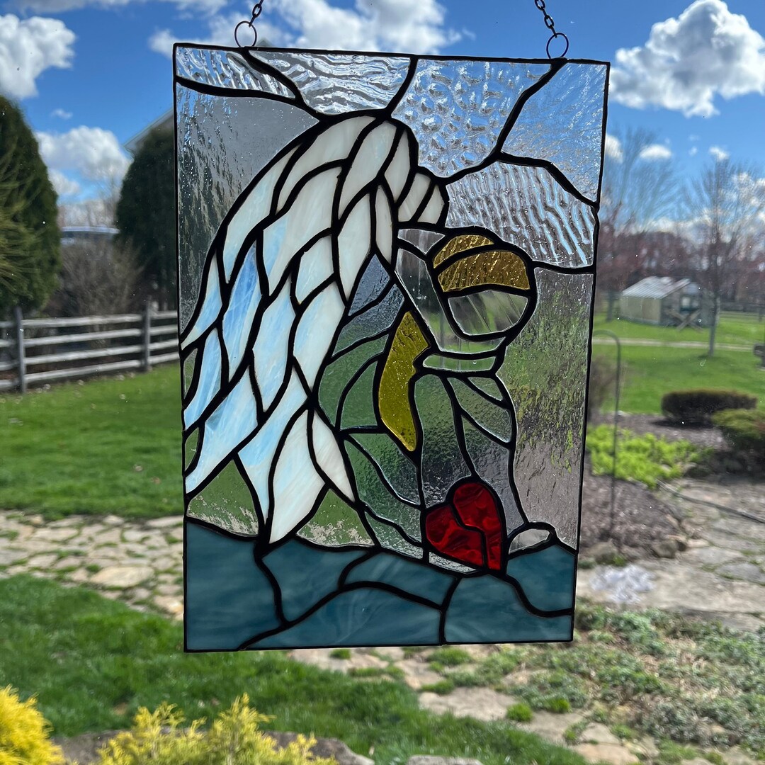 Stained Glass Angel Panel-broken Hearted-grieving Angel of Sadness ...