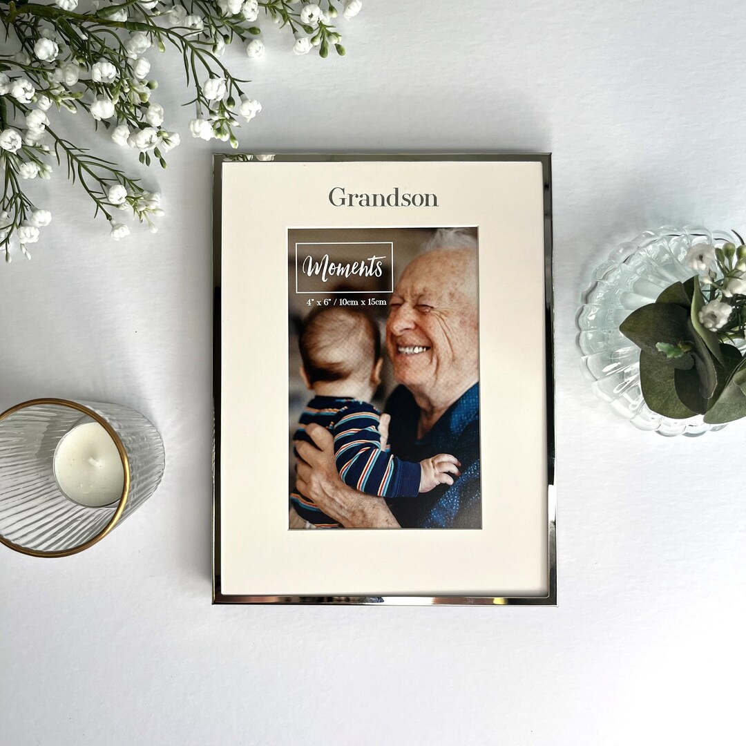 Silver Photo Frame Grandson Grandparents Gift Silver Picture Frame With ...