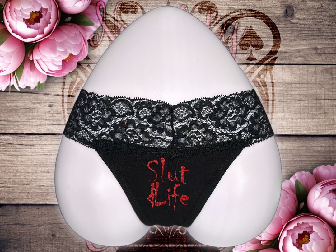Slutlife Lace Contrast Thong Hot Wife Qos Queen of Spades Thong Slutwear : Slutgear Slut ...