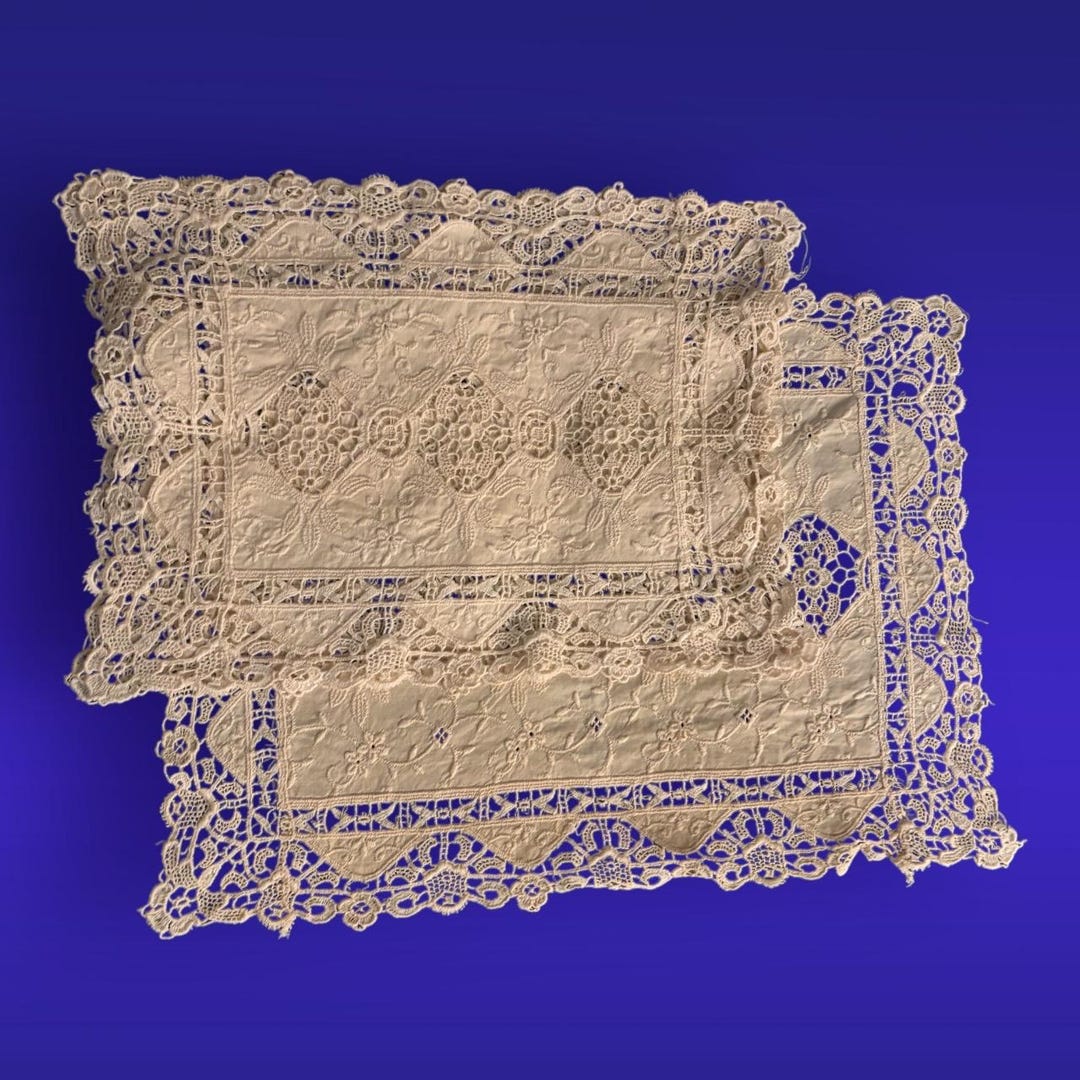 Handmade Lace Table Mats From Early 20th Century. - Etsy