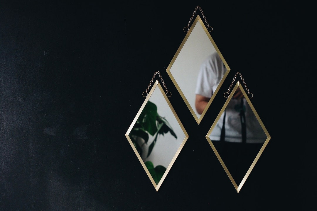 Rhombus Mirror Set, Mirror Wall Decor Small Wall Mirror, Framed Mirror ...