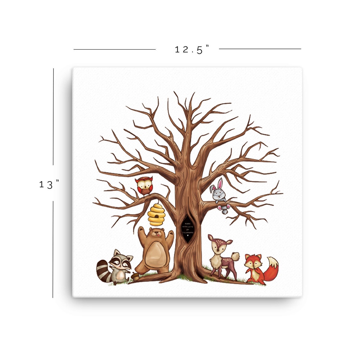 Framed Woodland Fingerprint Tree Canvas and Nursery Wall Décor ...