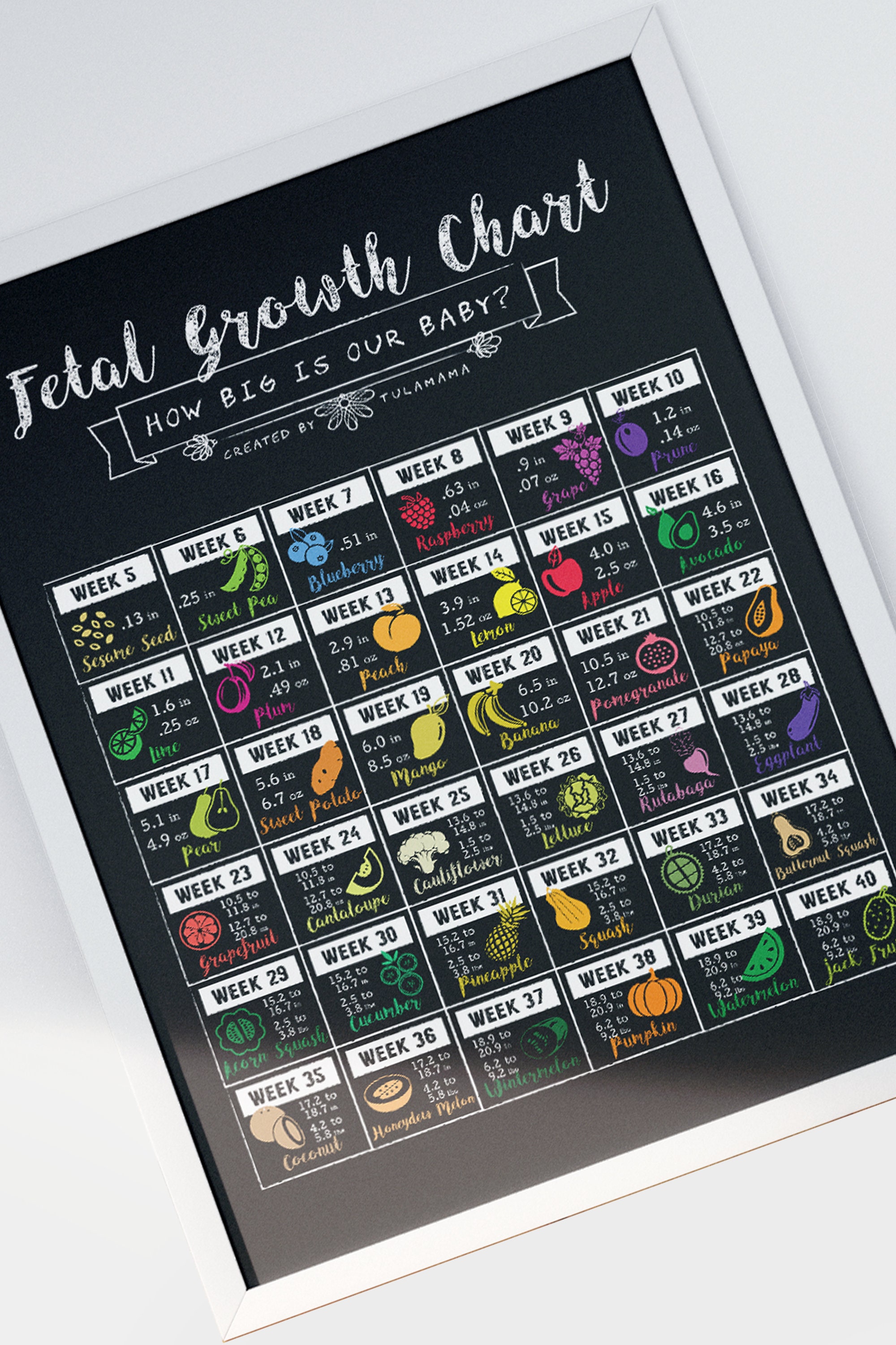 Baby Growth Chart Pregnancy Tracking Gift for Expecting Mommy Baby ...