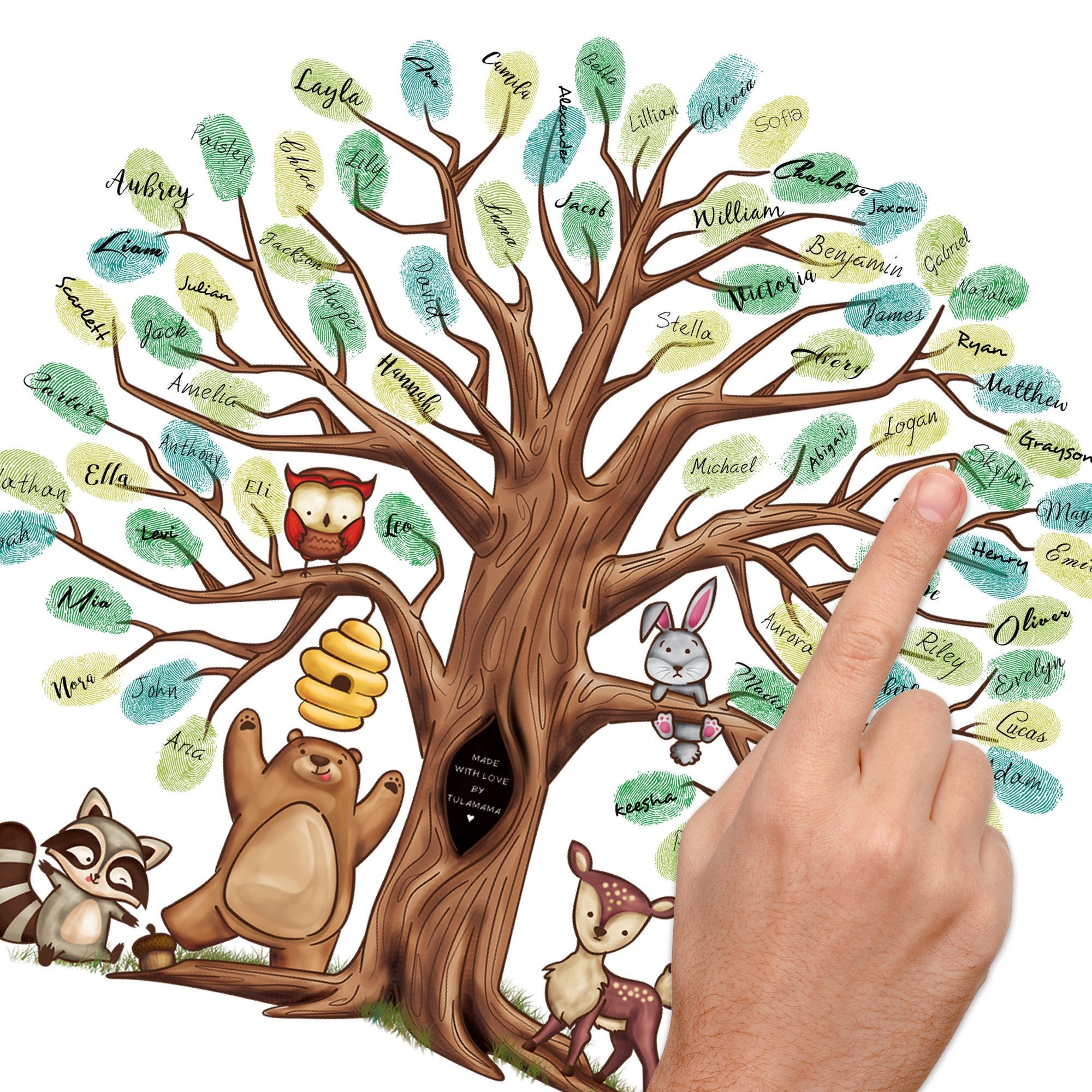 Framed Woodland Fingerprint Tree Canvas and Nursery Wall Décor ...