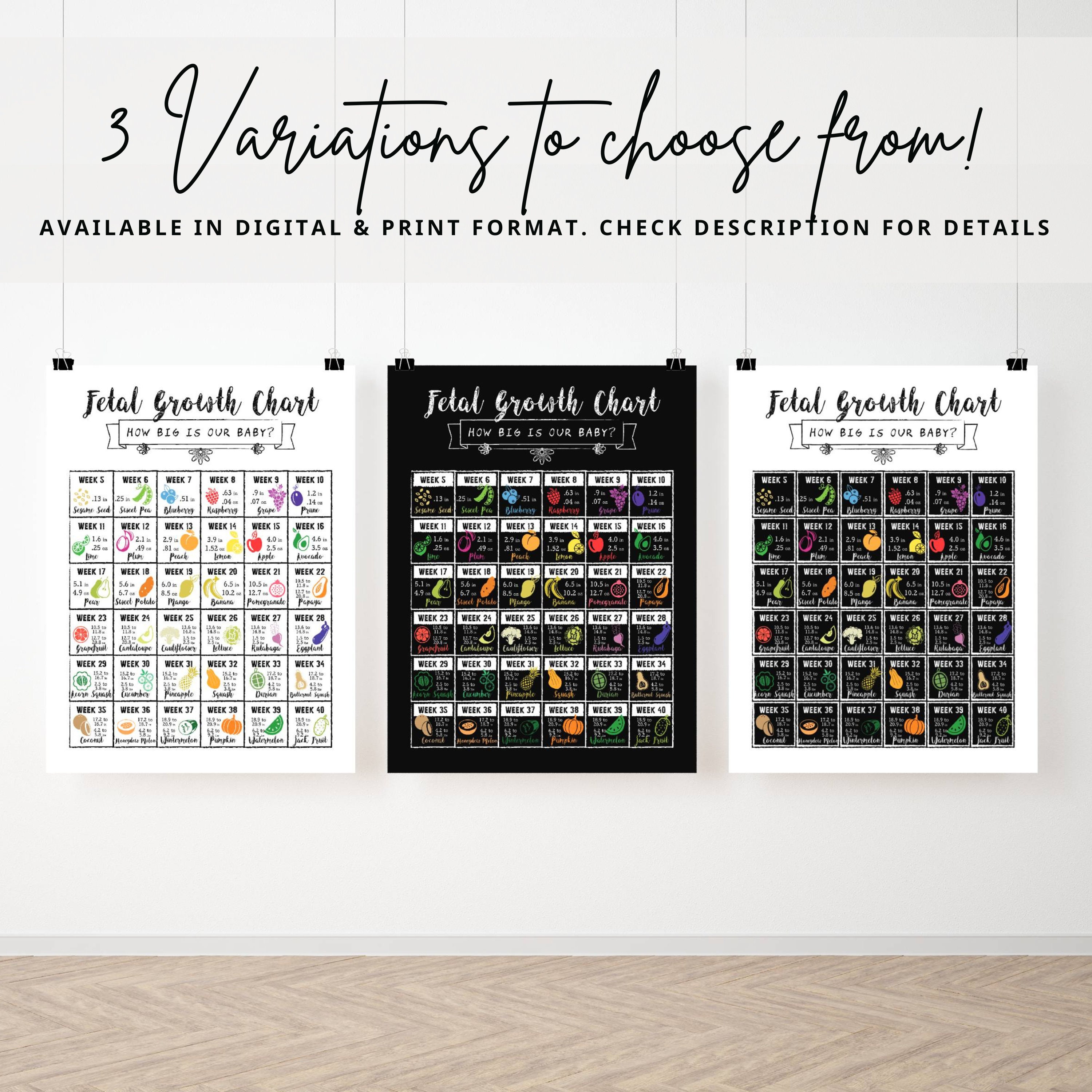 Baby Growth Chart Pregnancy Tracking Gift for Expecting Mommy Baby ...