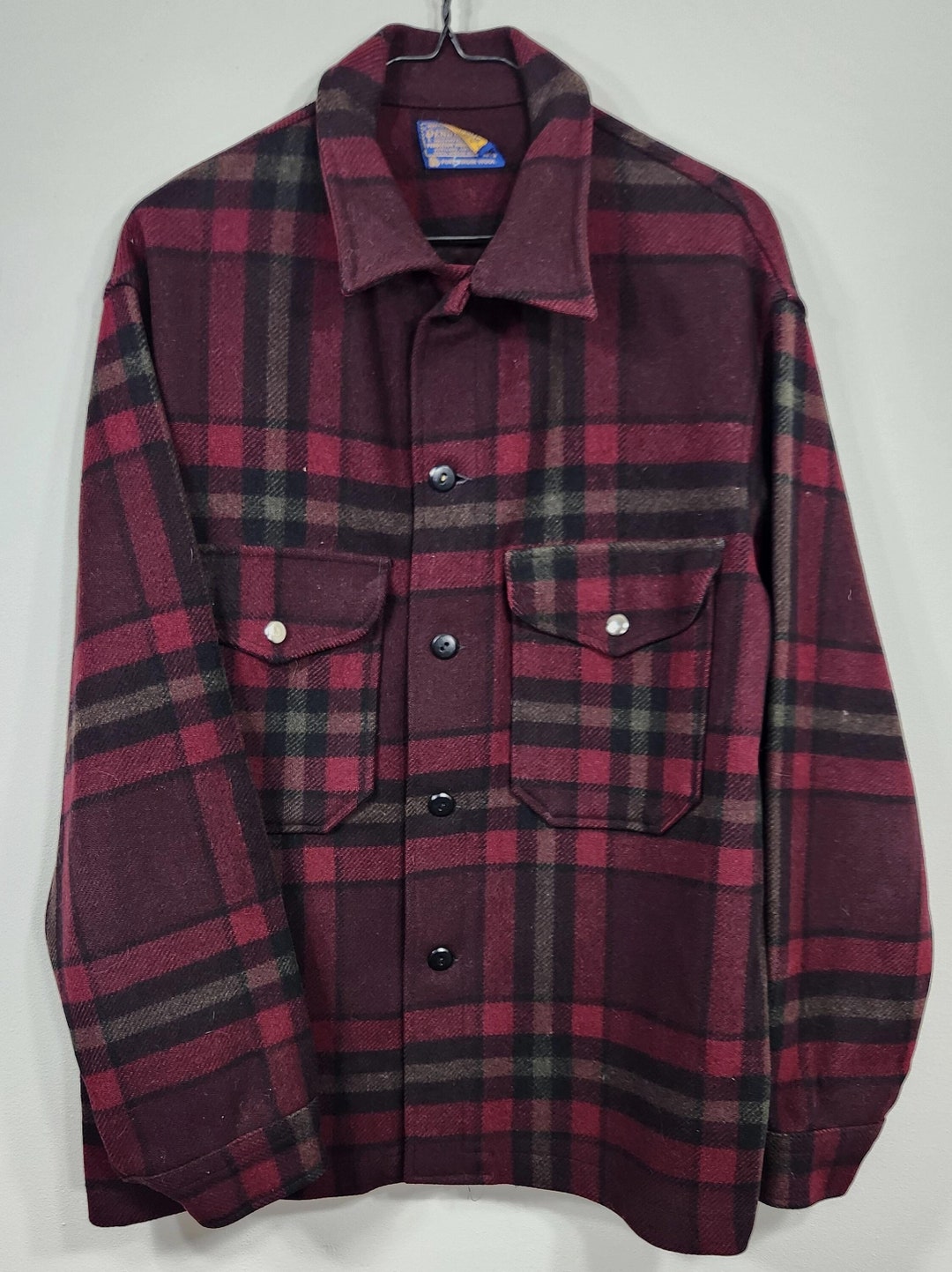 Vintage Pendleton 70s Cruiser Jacket Wool Plaid Red/black/olive Size Medium - Etsy