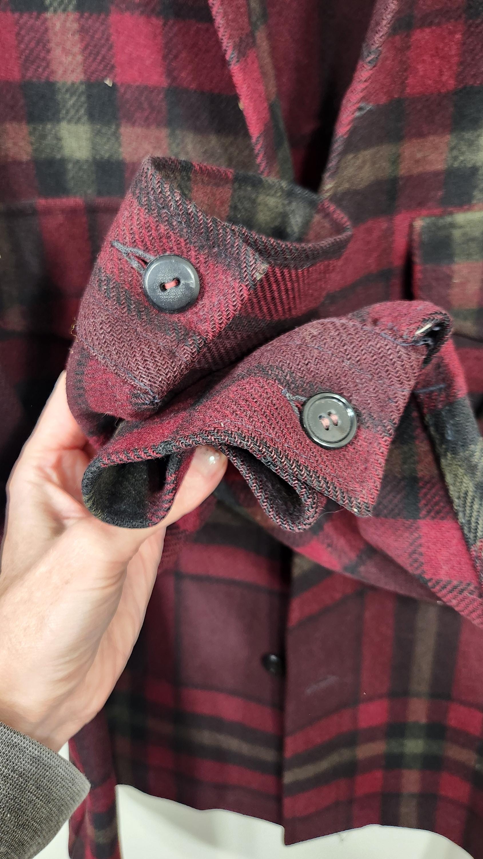 Vintage Pendleton 70s Cruiser Jacket Wool Plaid Red/black/olive Size Medium - Etsy