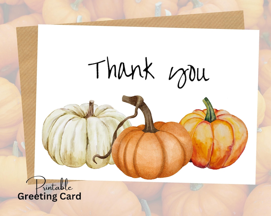 Fall Thank You Card Template, Printable, Friendsgiving, 6 X 4 Folded ...