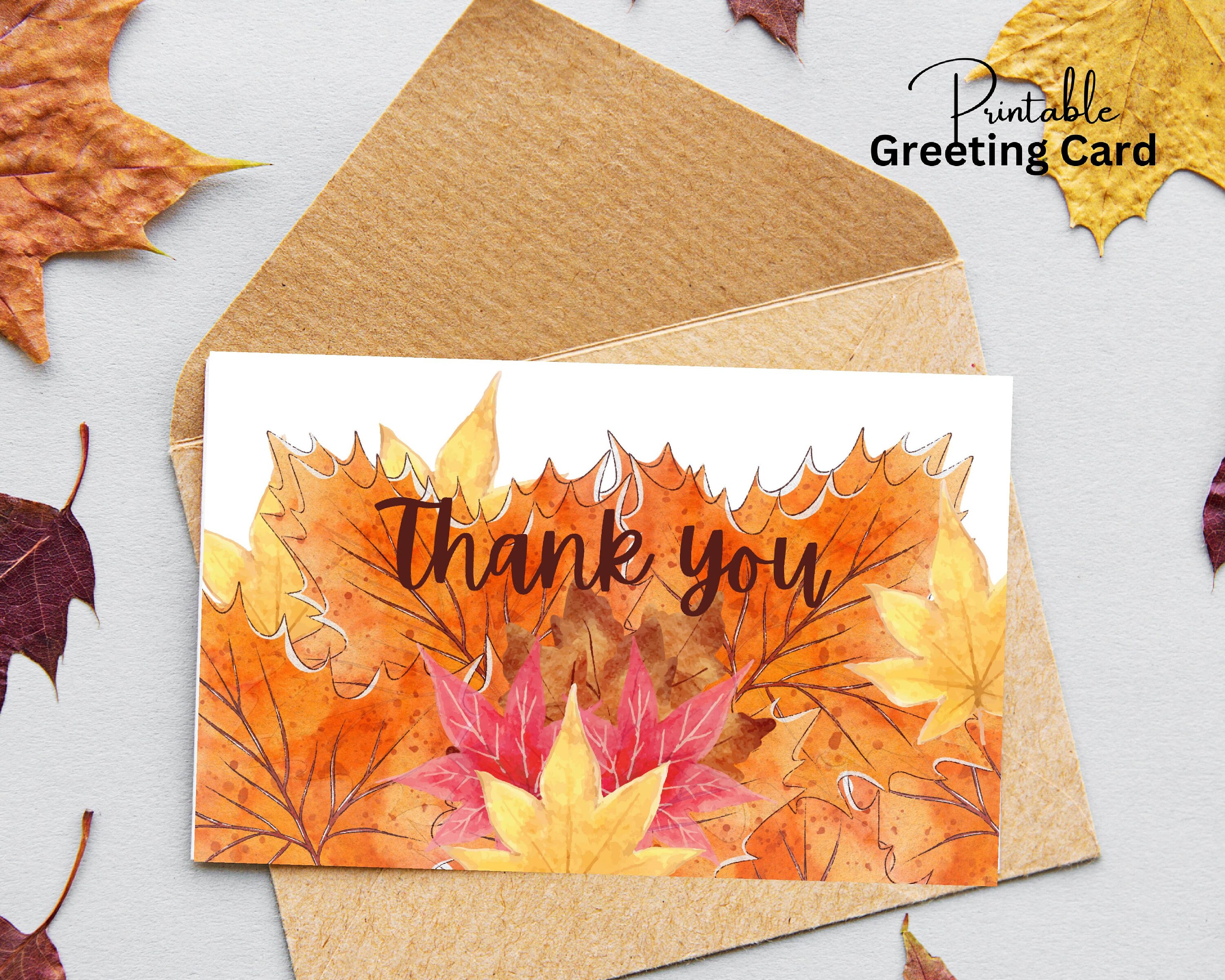 Fall Thank You Card Template, Printable, Friendsgiving, 6 X 4 Folded ...