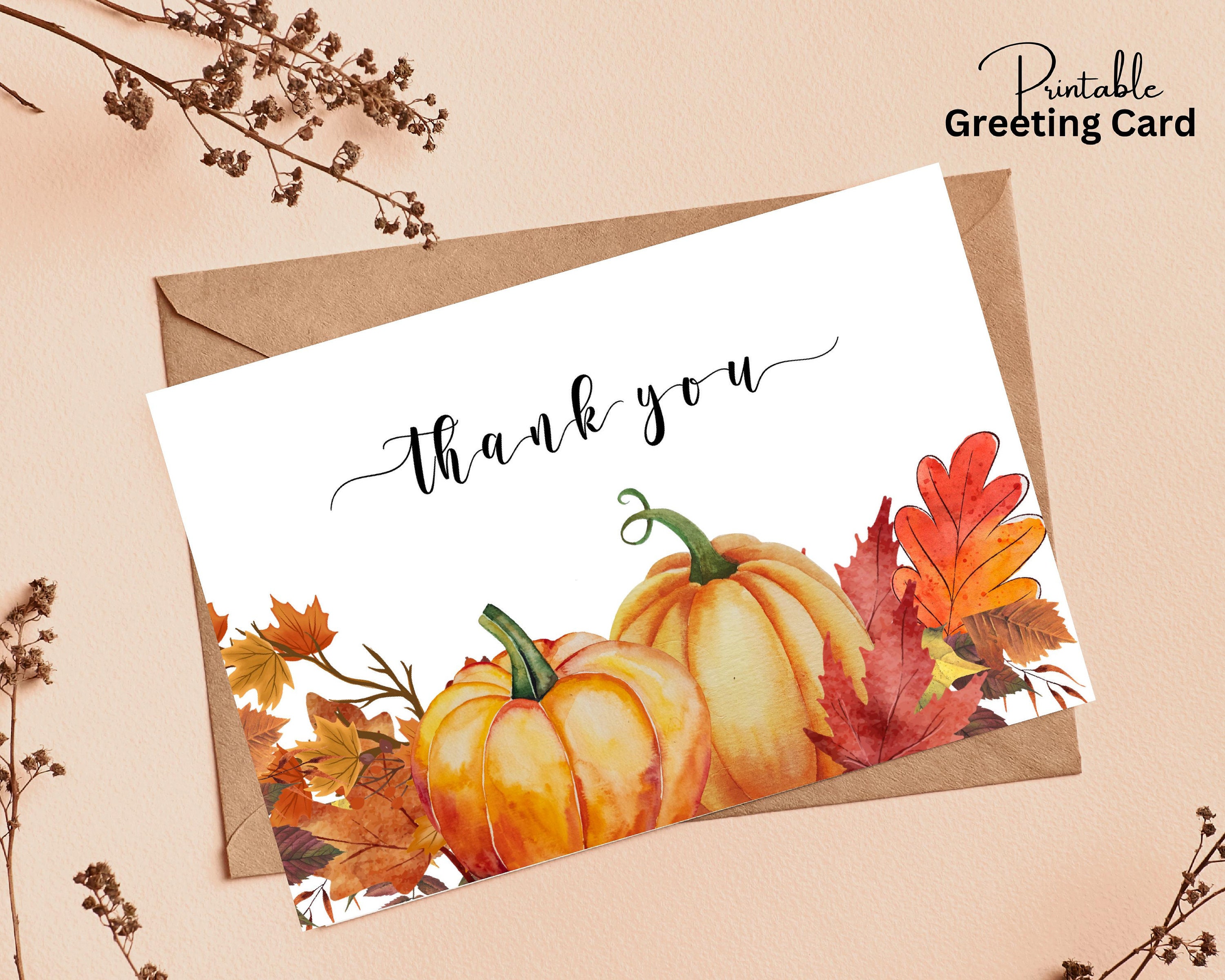 Fall Thank You Card Template, Printable, Friendsgiving, 6 X 4 Folded ...