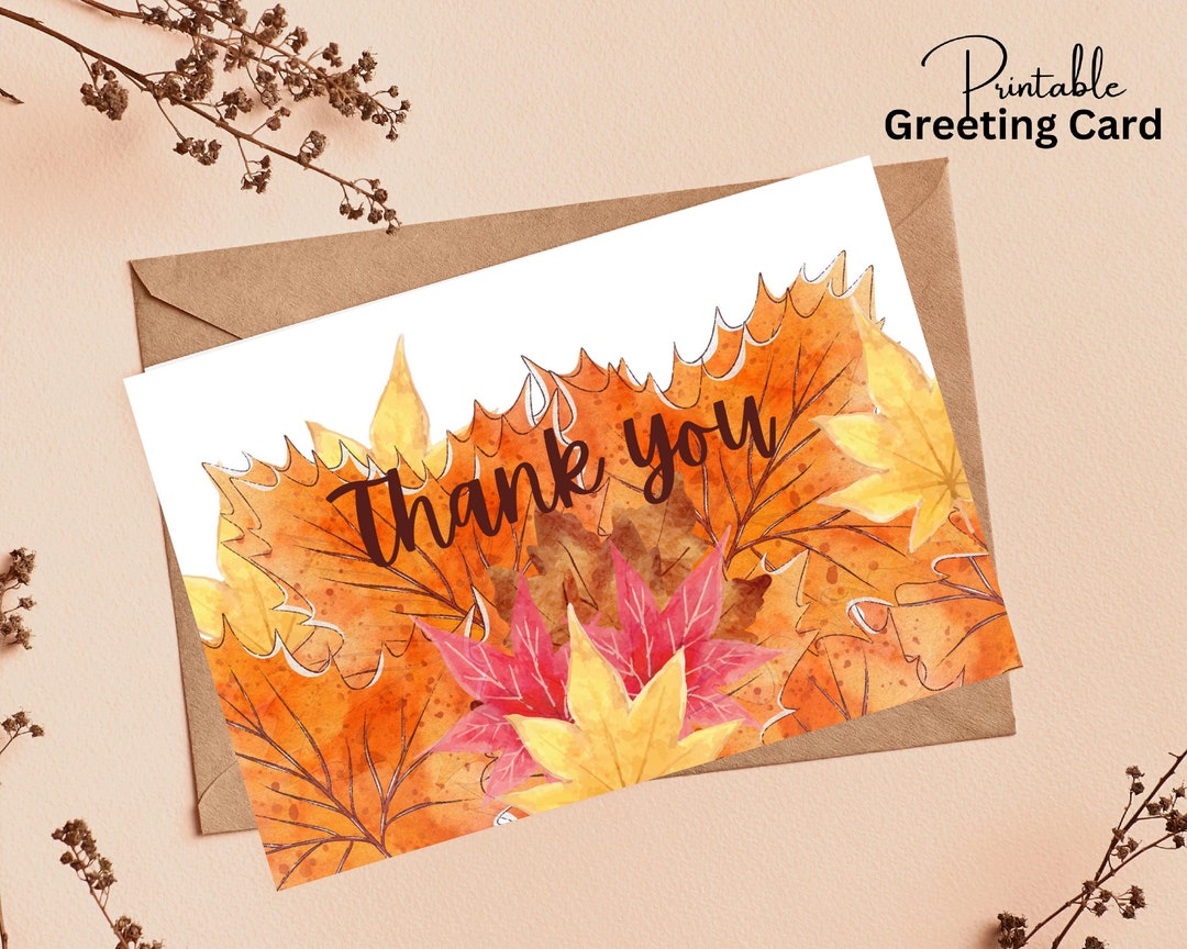 Fall Thank You Card Template, Printable, Friendsgiving, 6 X 4 Folded ...