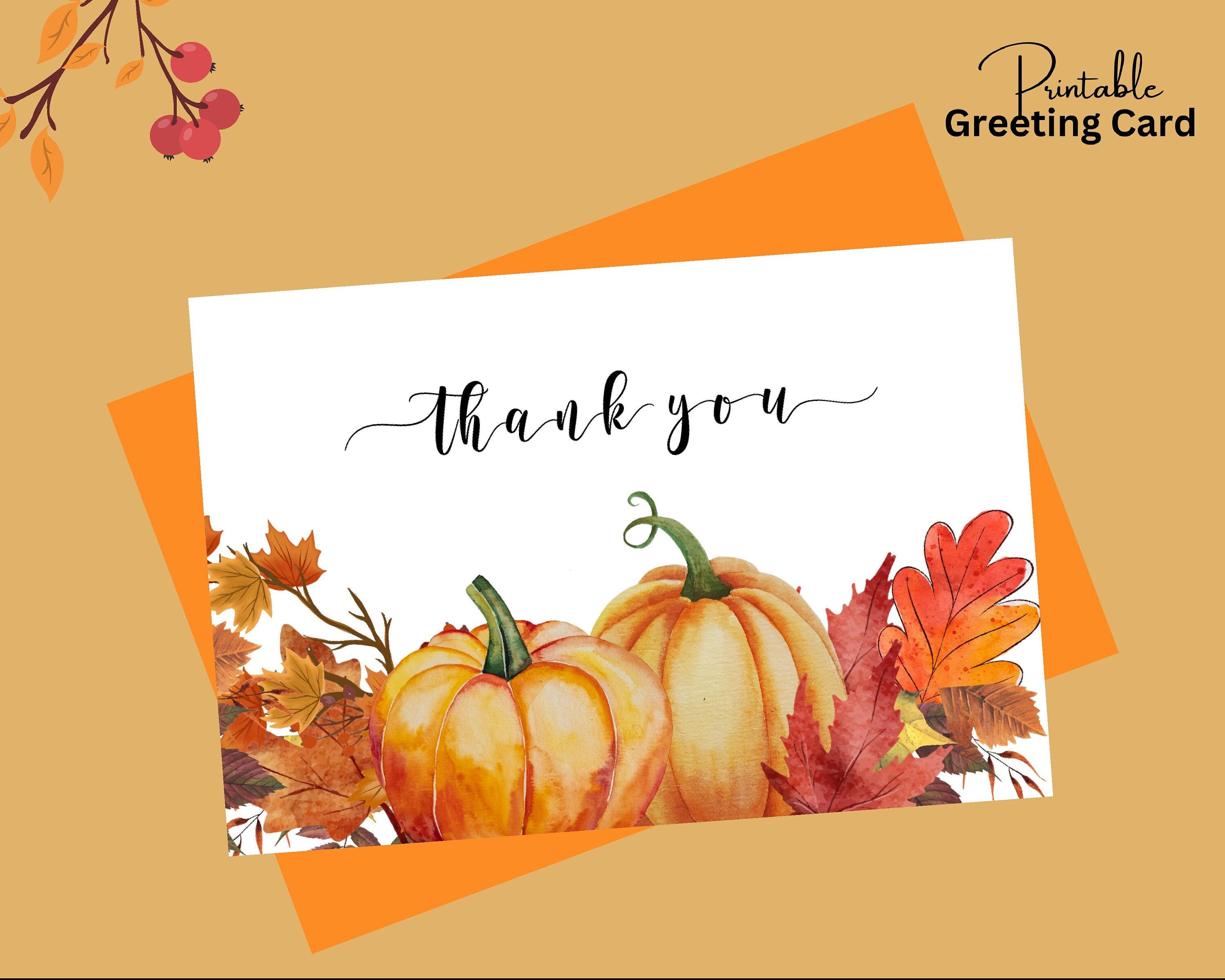 Fall Thank You Card Template, Printable, Friendsgiving, 6 X 4 Folded ...