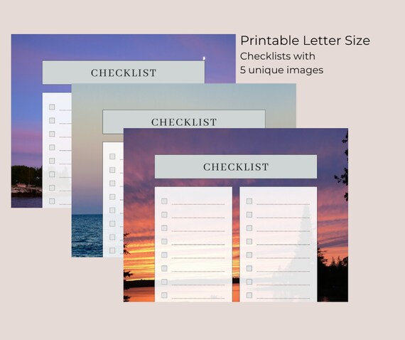 Sunset Ocean Checklist for Organization and Marking Tasks as - Etsy