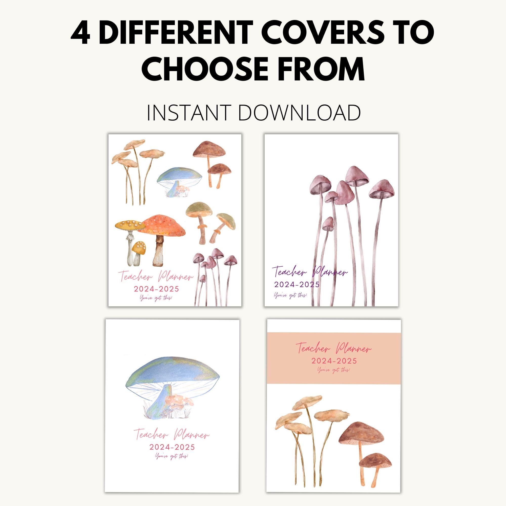 2024-2025 Mushroom Printable Teacher Planner/8.5 X 11 Letter Size/3 ...