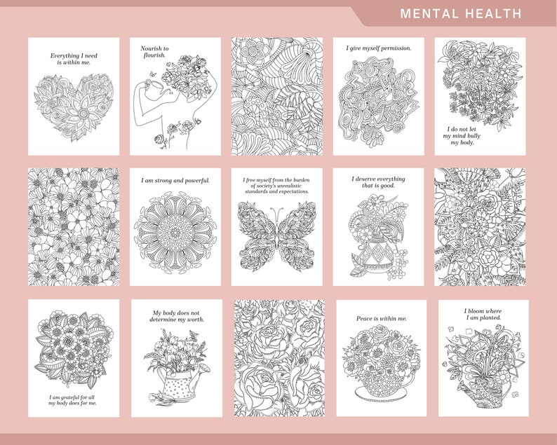 Eating Disorder Recovery Coloring Pages | Digital Download, Printable ...