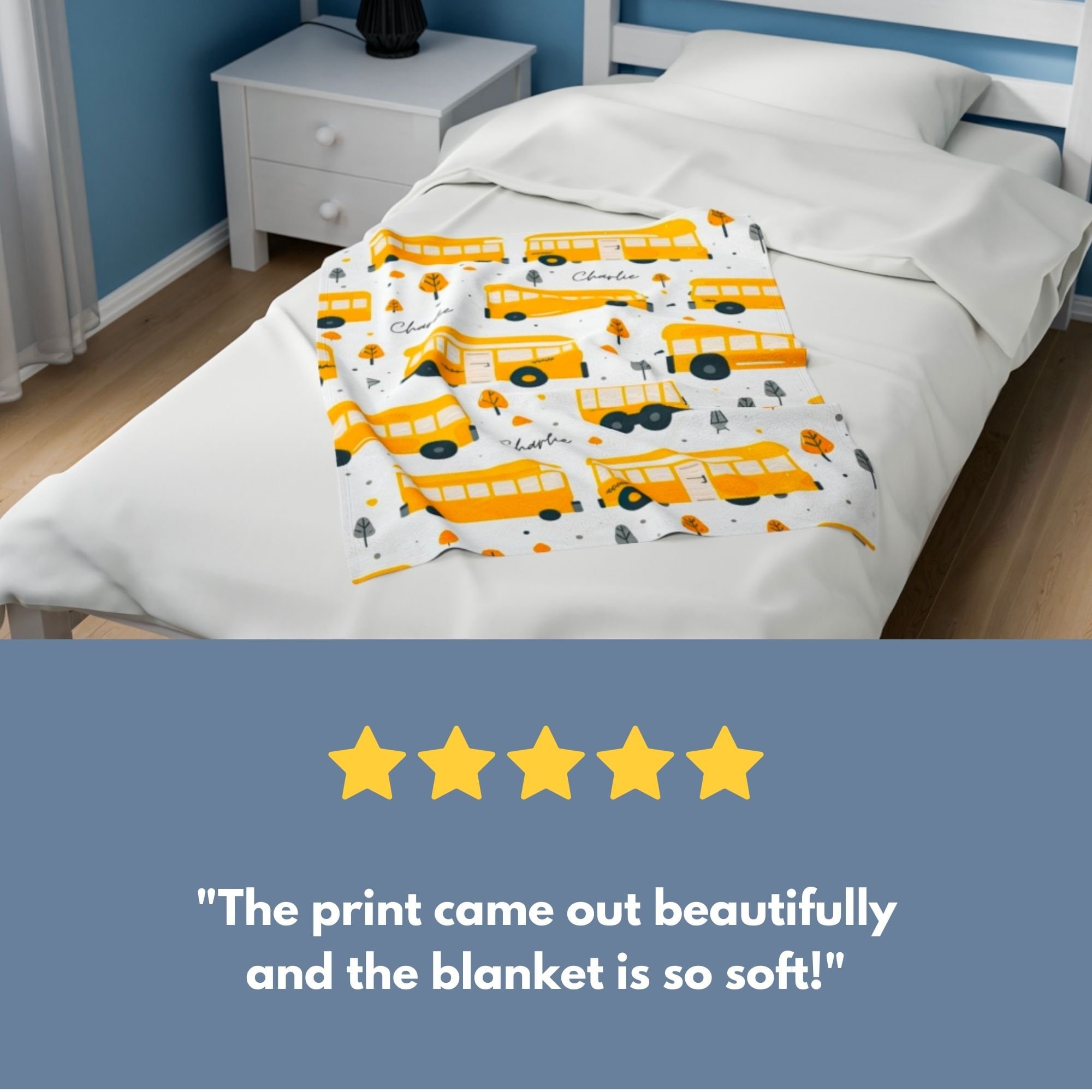 Personalized School Bus Blanket for Kids, Custom Monogrammed Blanket ...