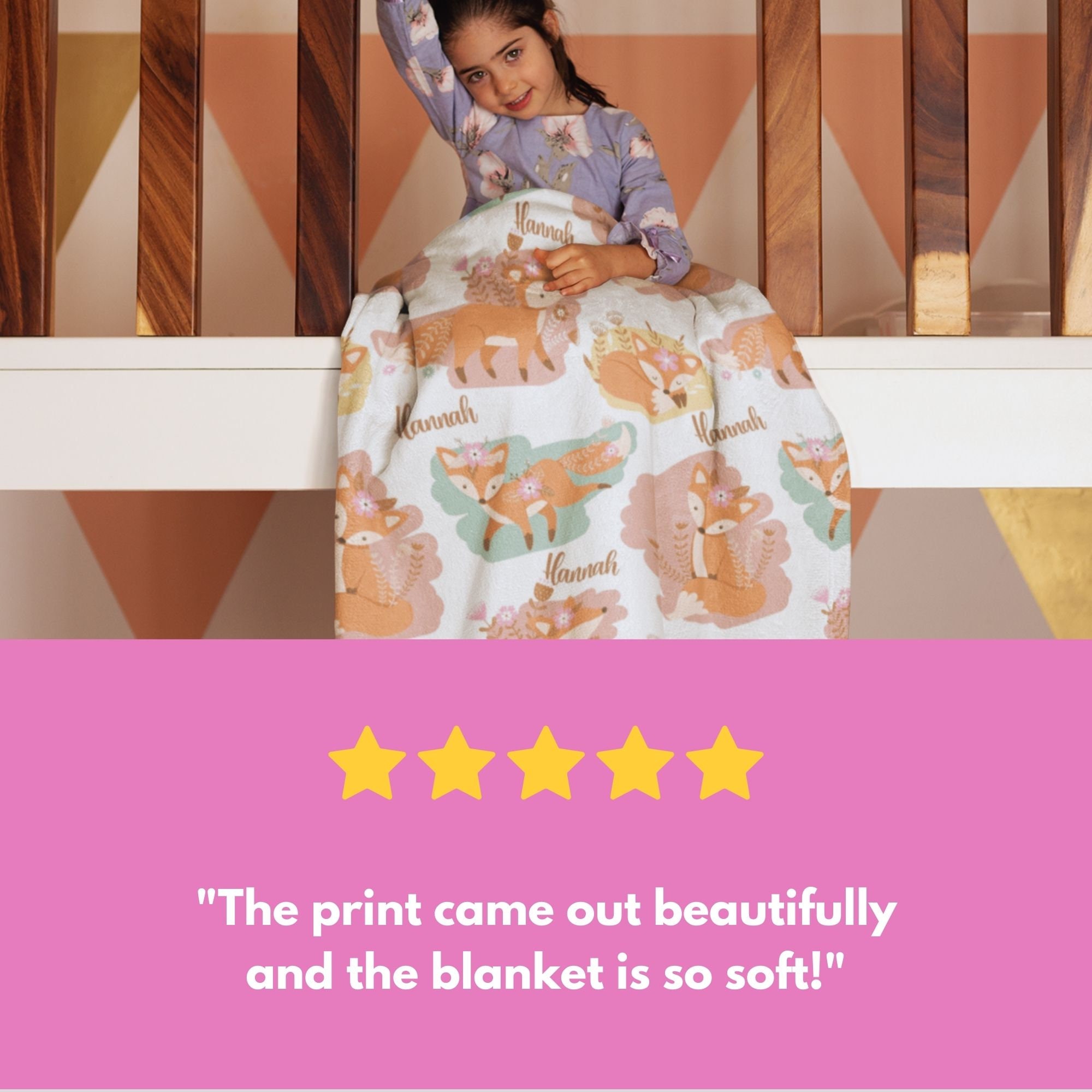 Personalized Boho Fox Blanket for Kids, Cute Custom Blanket for Girls ...