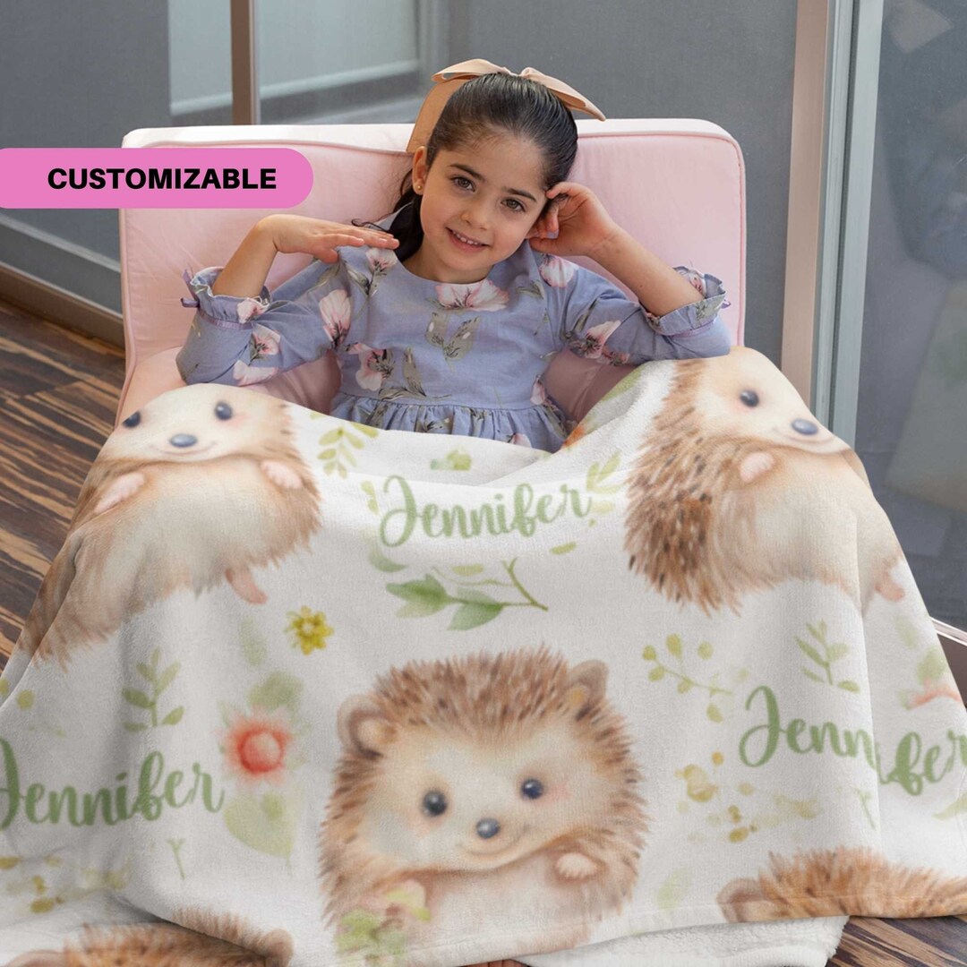 Personalized Hedgehog Blanket for Kids, Cute Custom Blanket for Girls ...