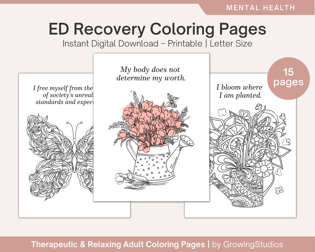 Eating Disorder Recovery Coloring Pages | Digital Download, Printable ...