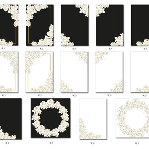 5x7 Gold Floral Overlays for Invitations, Planners, Journal Pages ...