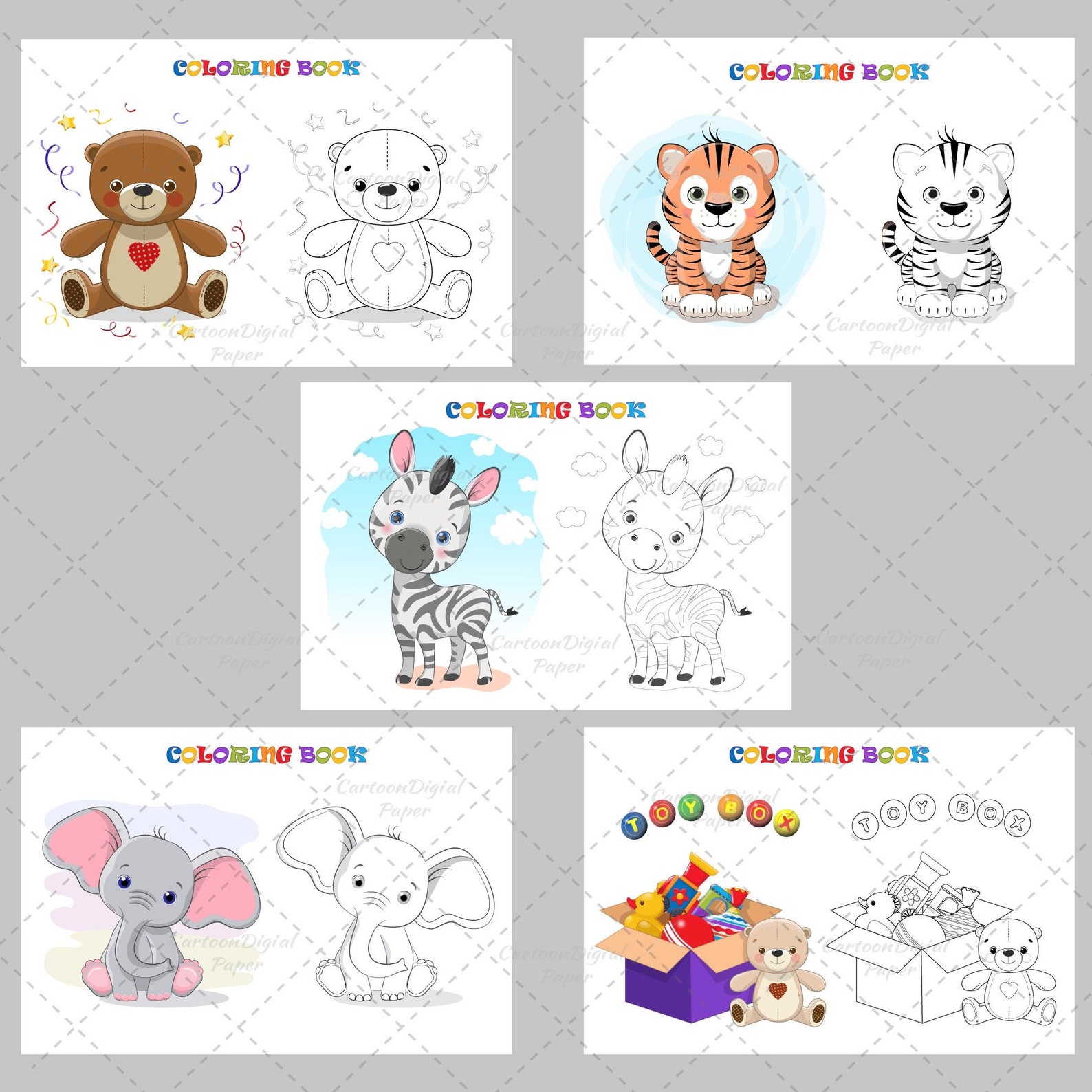 Cute Animal Coloring Book Baby Shower Activity Coloring Pages - Etsy