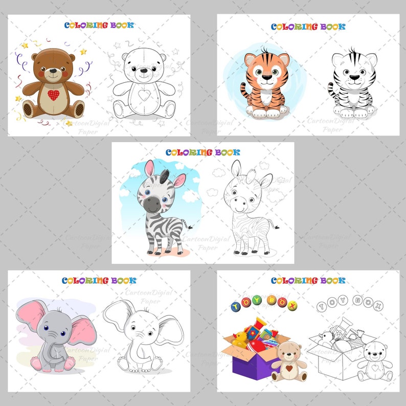 Cute Animal Coloring Book Baby Shower Activity Coloring Pages - Etsy