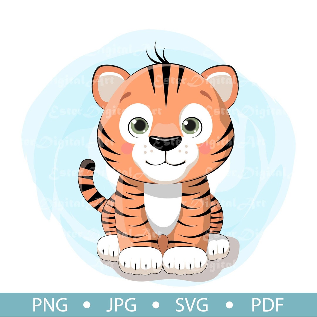 Cute Baby Tiger Clip Art. Baby Tiger SVG & PNG Digital Print. Tiger ...