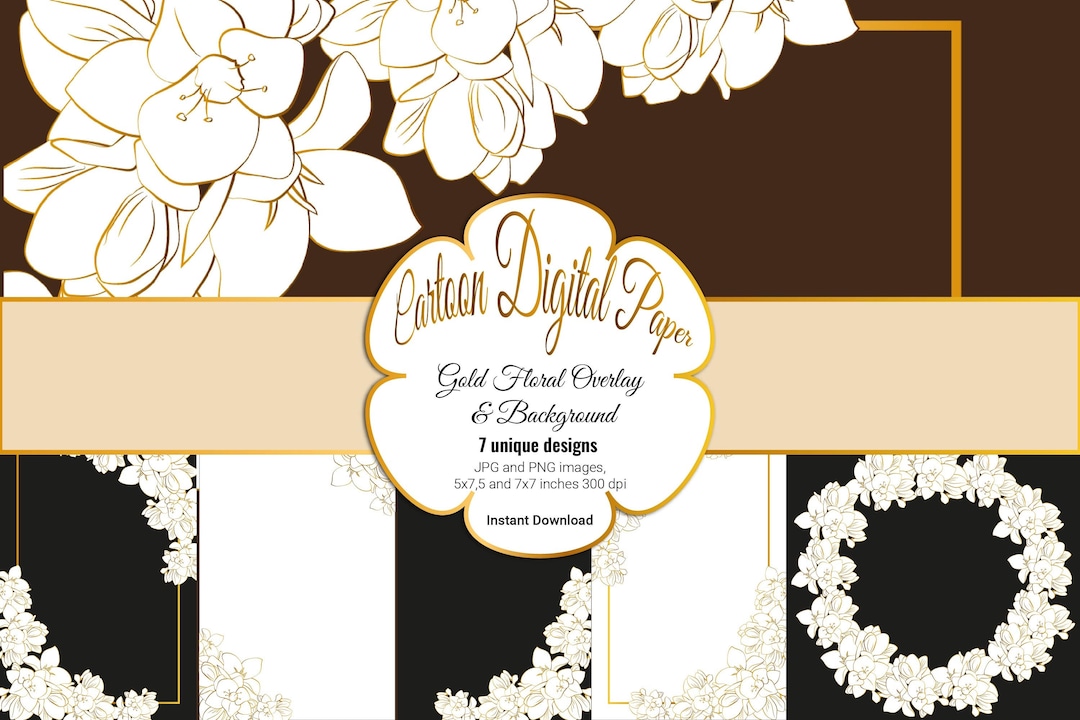 5x7 Gold Floral Overlays for Invitations Planners Journal - Etsy