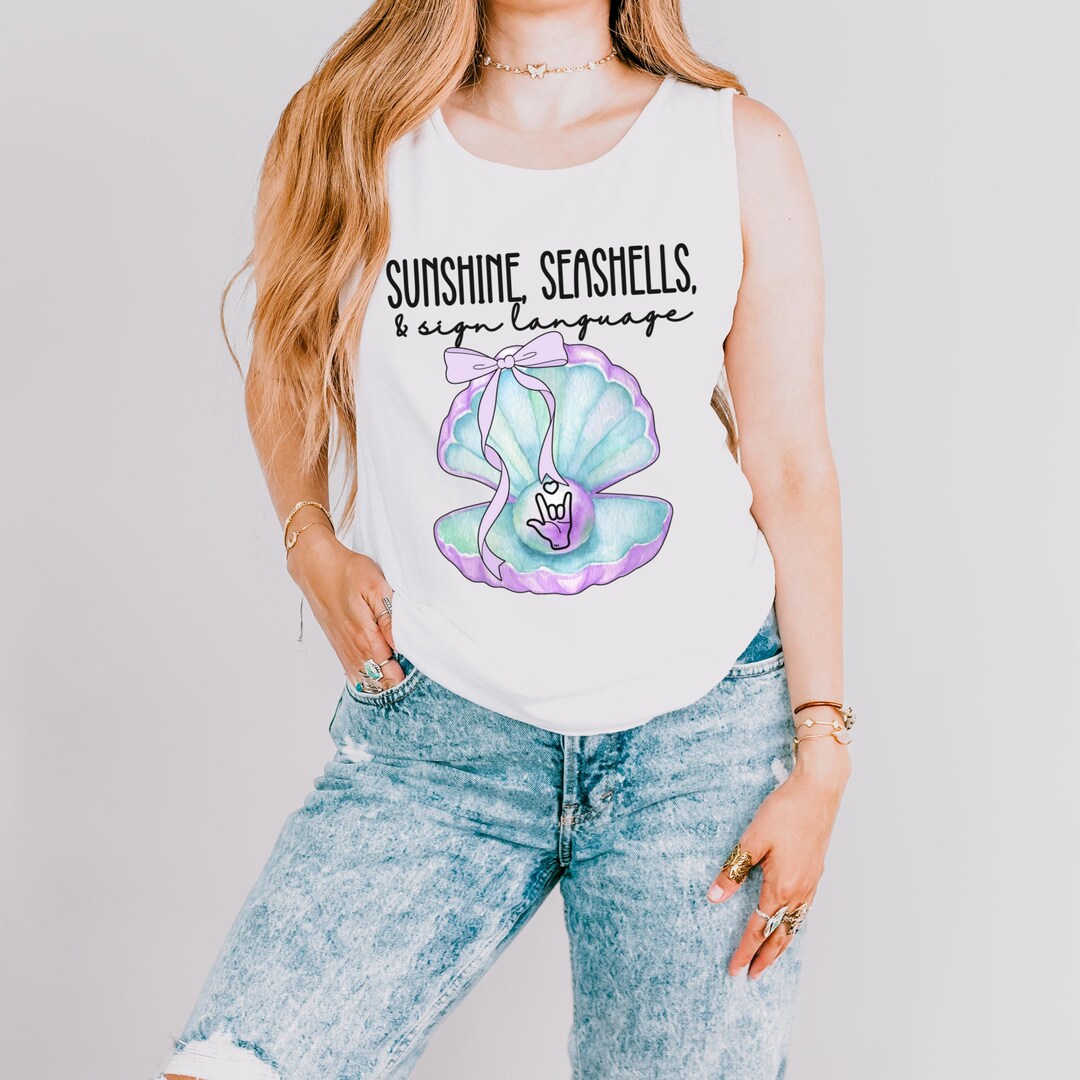 Summer Beach Sign Language Shirt Vacation Cruise Tank ASL Beach Vibes ...