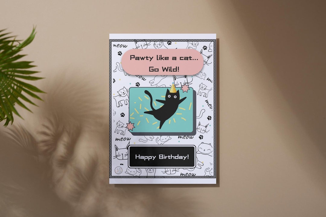 Confetti Cards, Cat Birthday Card, Funny Cat Card, Cute Cat Card, Fall ...