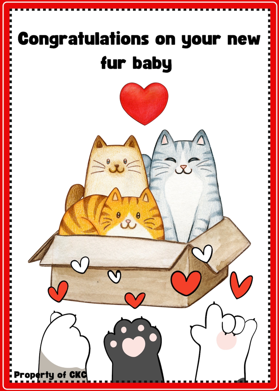 Congrats on Your New Fur Baby, Kitty Card, Cats in a Box Card ...