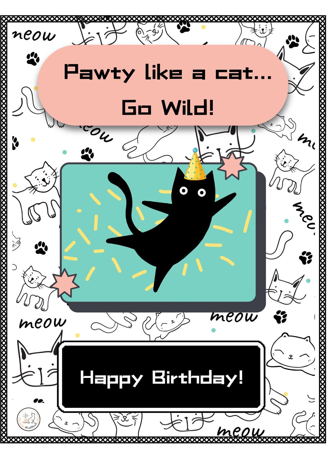 Confetti Cards, Cat Birthday Card, Funny Cat Card, Cute Cat Card, Fall ...