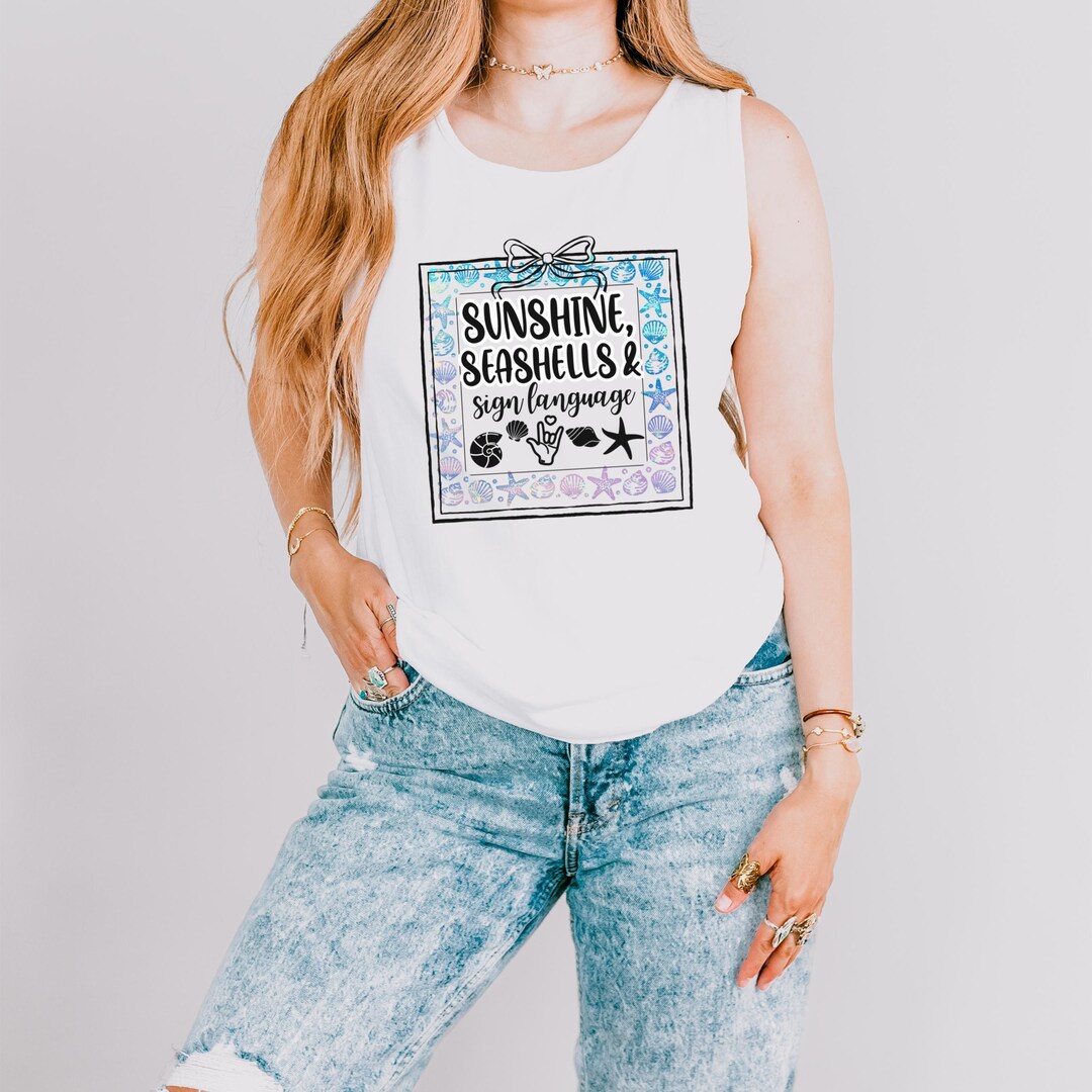 Summer Beach Sign Language Shirt Vacation Cruise Tank ASL Beach Vibes ...