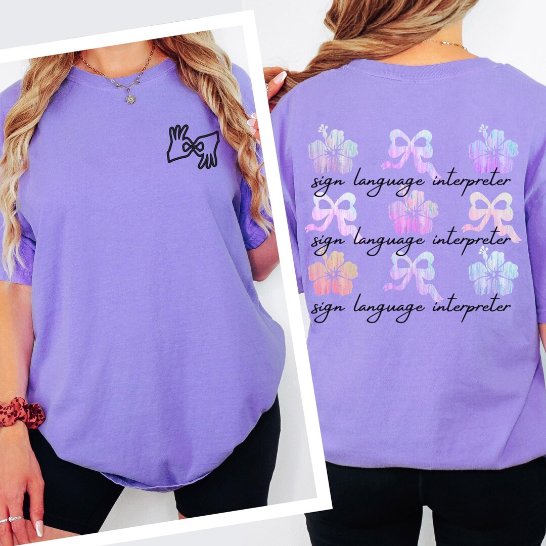 Interpreter Sign Language T-shirt Floral ASL Tee Deaf Awareness Gift ...