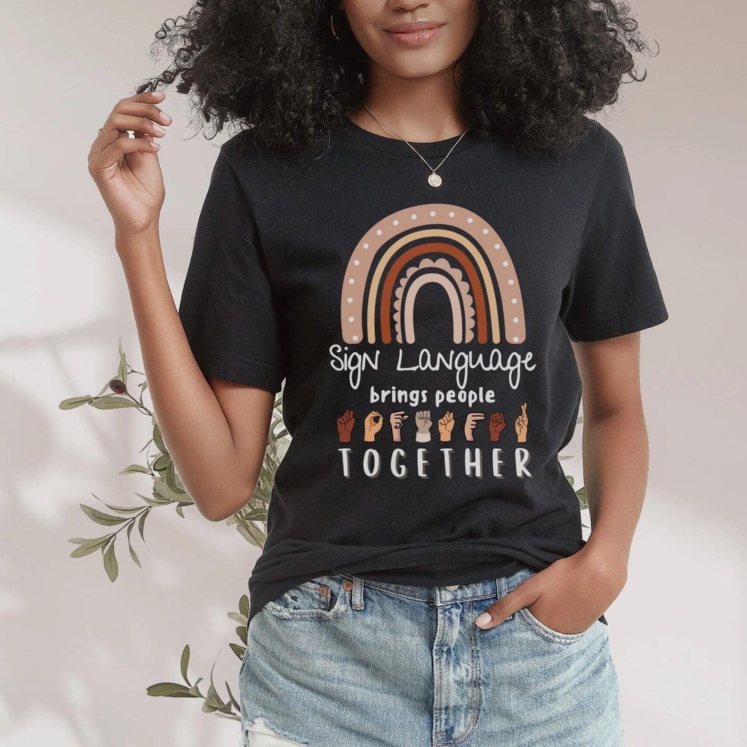 Sign Language Rainbow Tee, Deaf Culture Shirt, ASL Gift, Rainbow ...