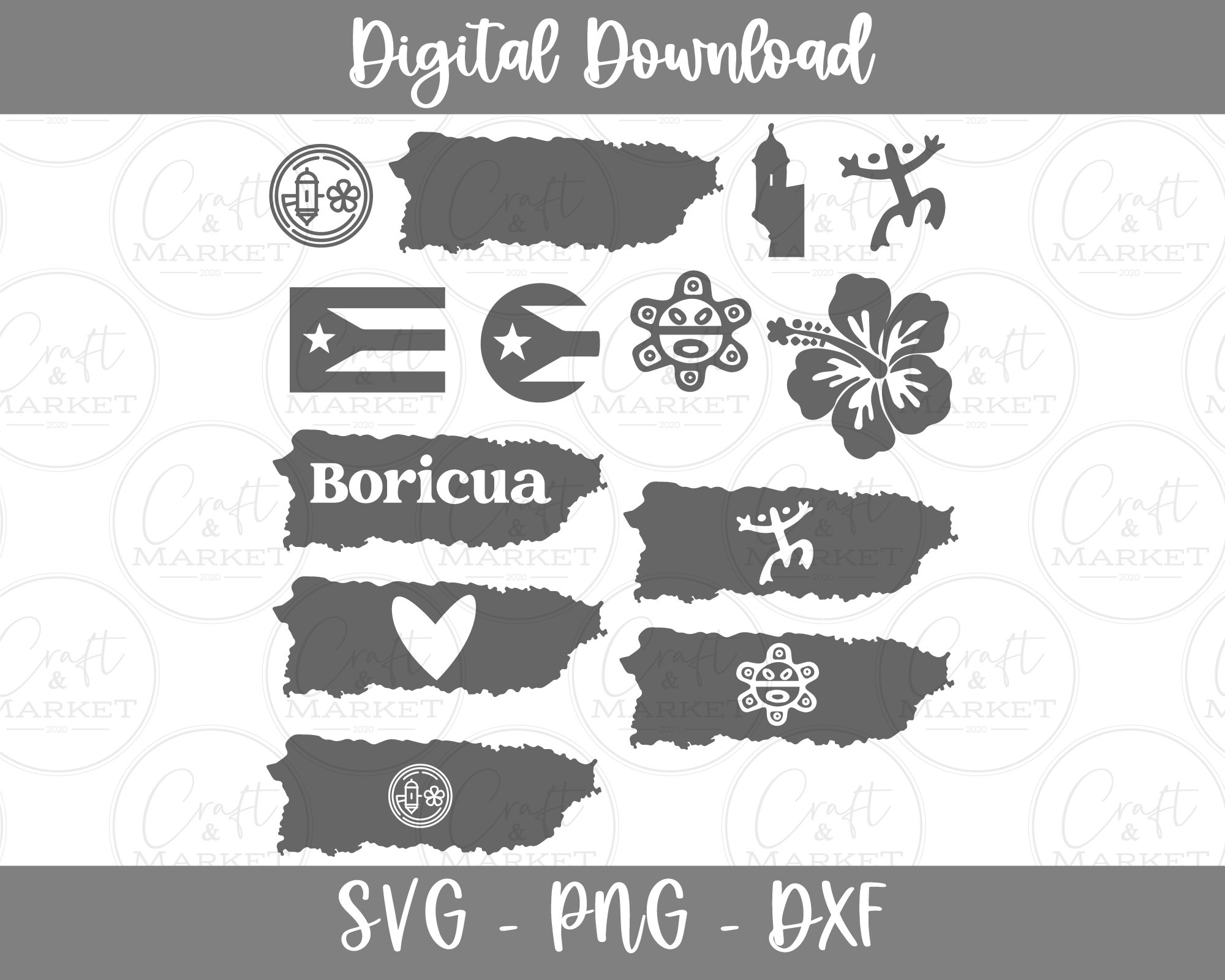 Puerto Rico SVG PNG DXF Clipart for Sublimation, Cricut, Cameo Vinyl ...