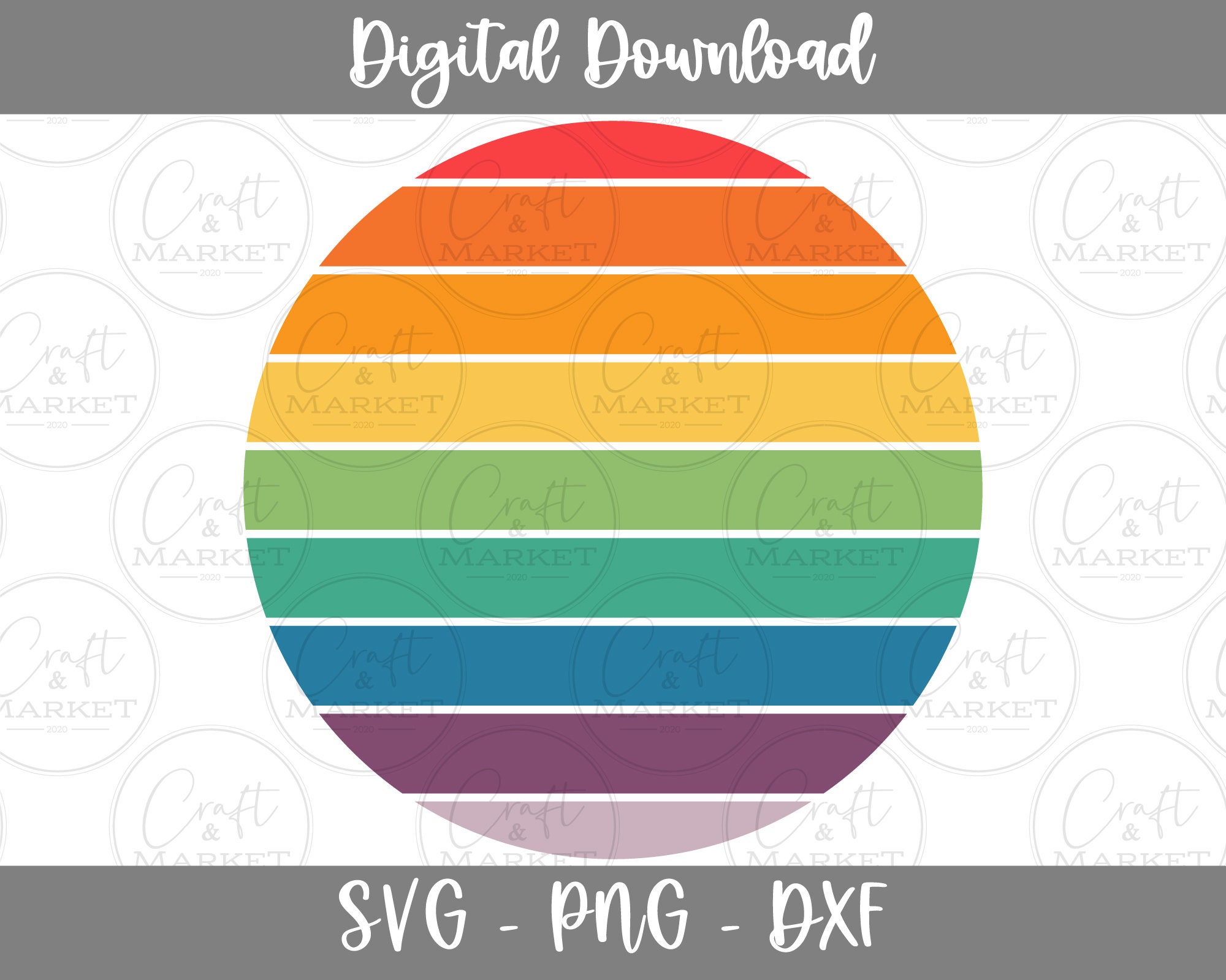 Rainbow Muted Circle Digital Clipart SVG DXF PNG for Back to School ...