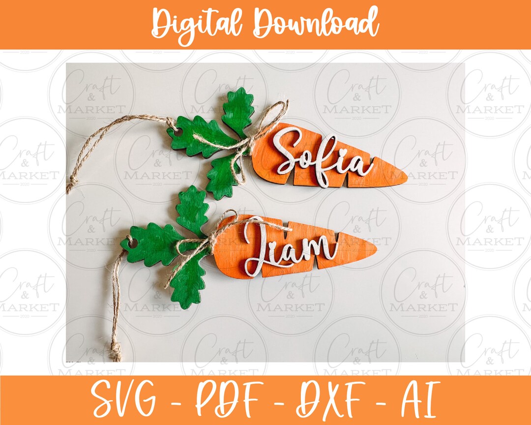 Digital Download, Carrot Name Tag for Easter Basket, Easter Bunny ...