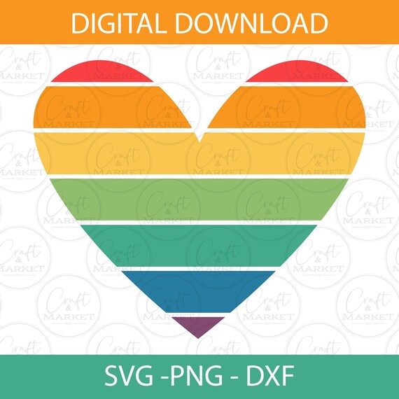 Digital Rainbow Heart File SVG - Etsy