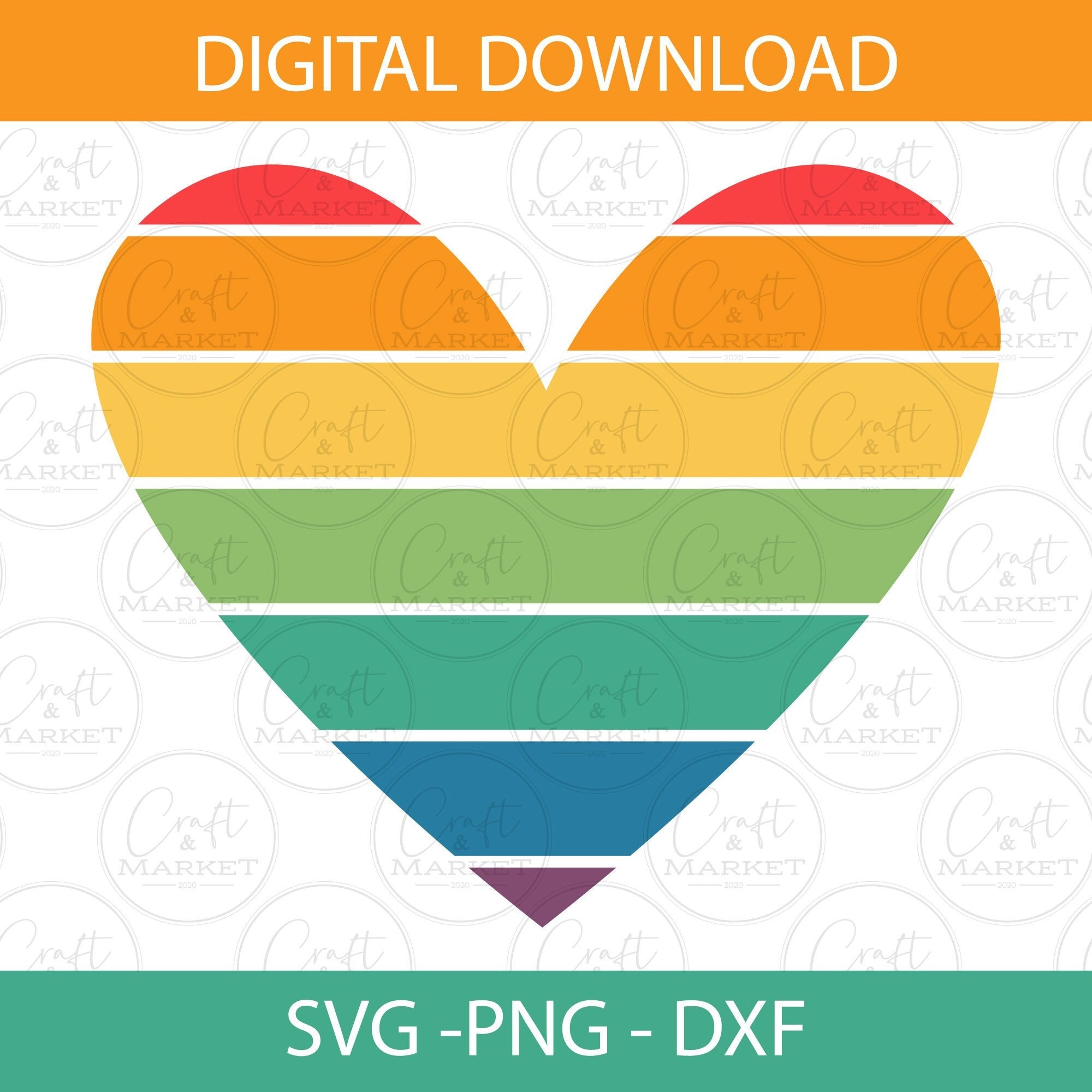 Digital Rainbow Heart File, SVG, - Etsy