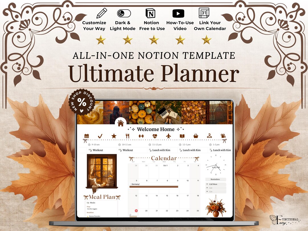 Cozy Autumn Notion Planner Template | Fall Aesthetic Life Dashboard ...
