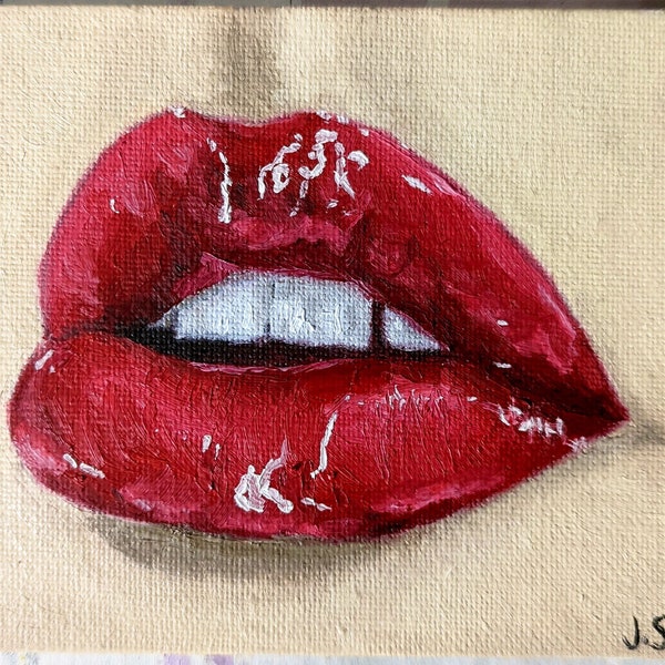 Lips Painting - Etsy UK