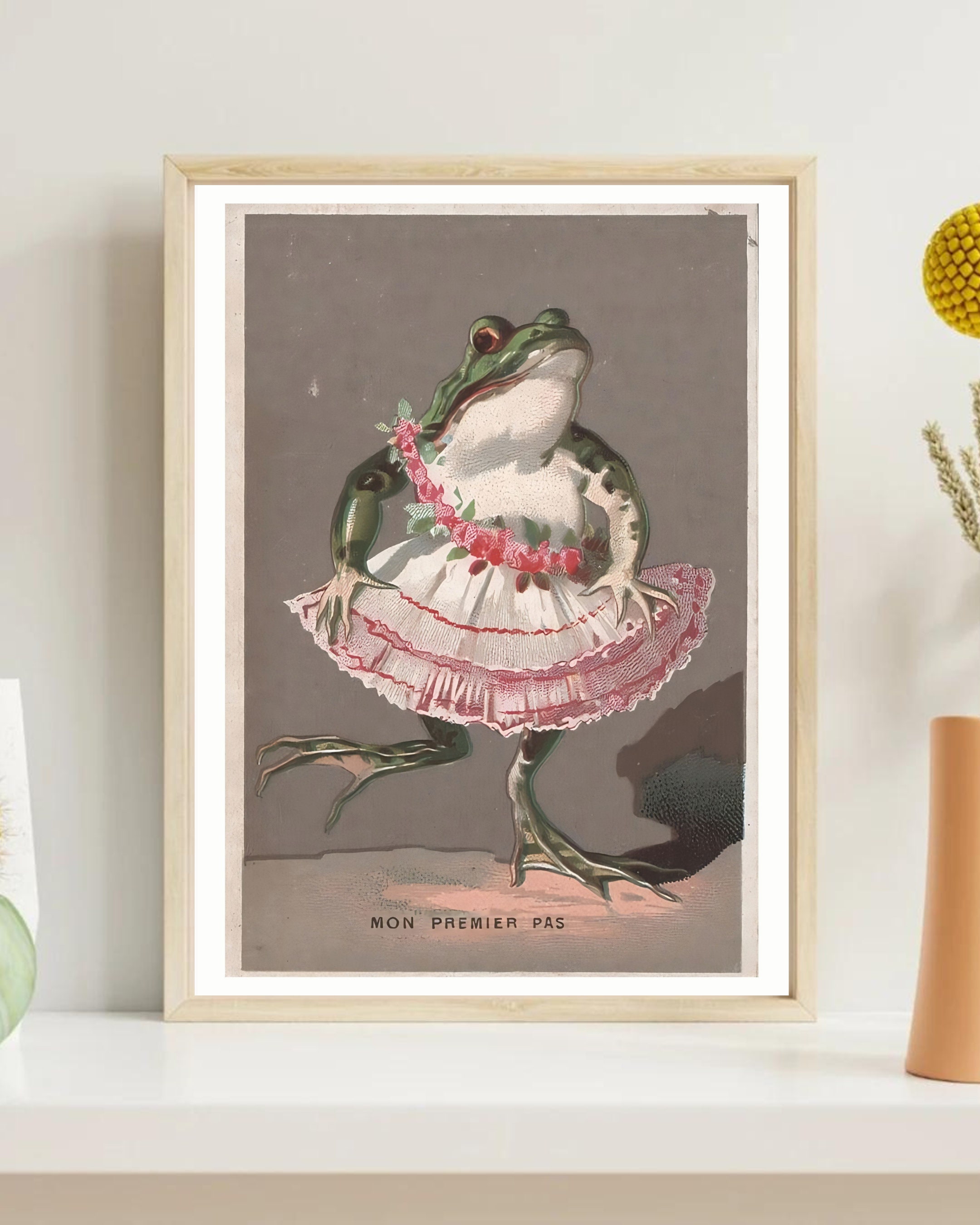 Frog Art Print Frog Aesthetic Art Print Pink Wall Art Ballerina Frog ...