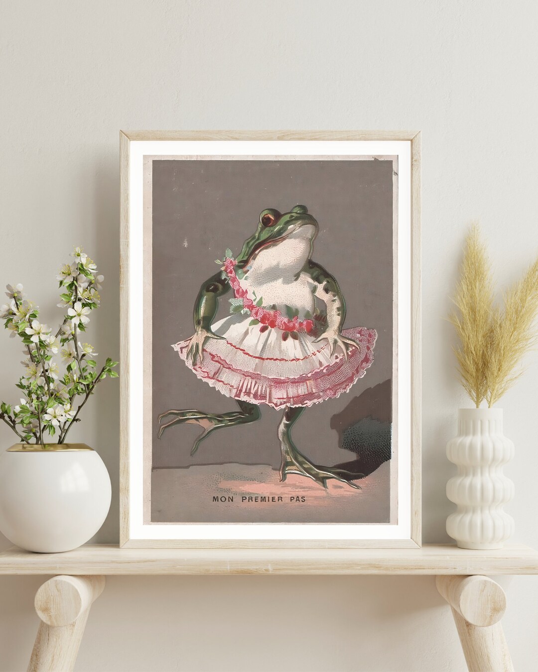 Frog Art Print Frog Aesthetic Art Print Pink Wall Art Ballerina Frog ...