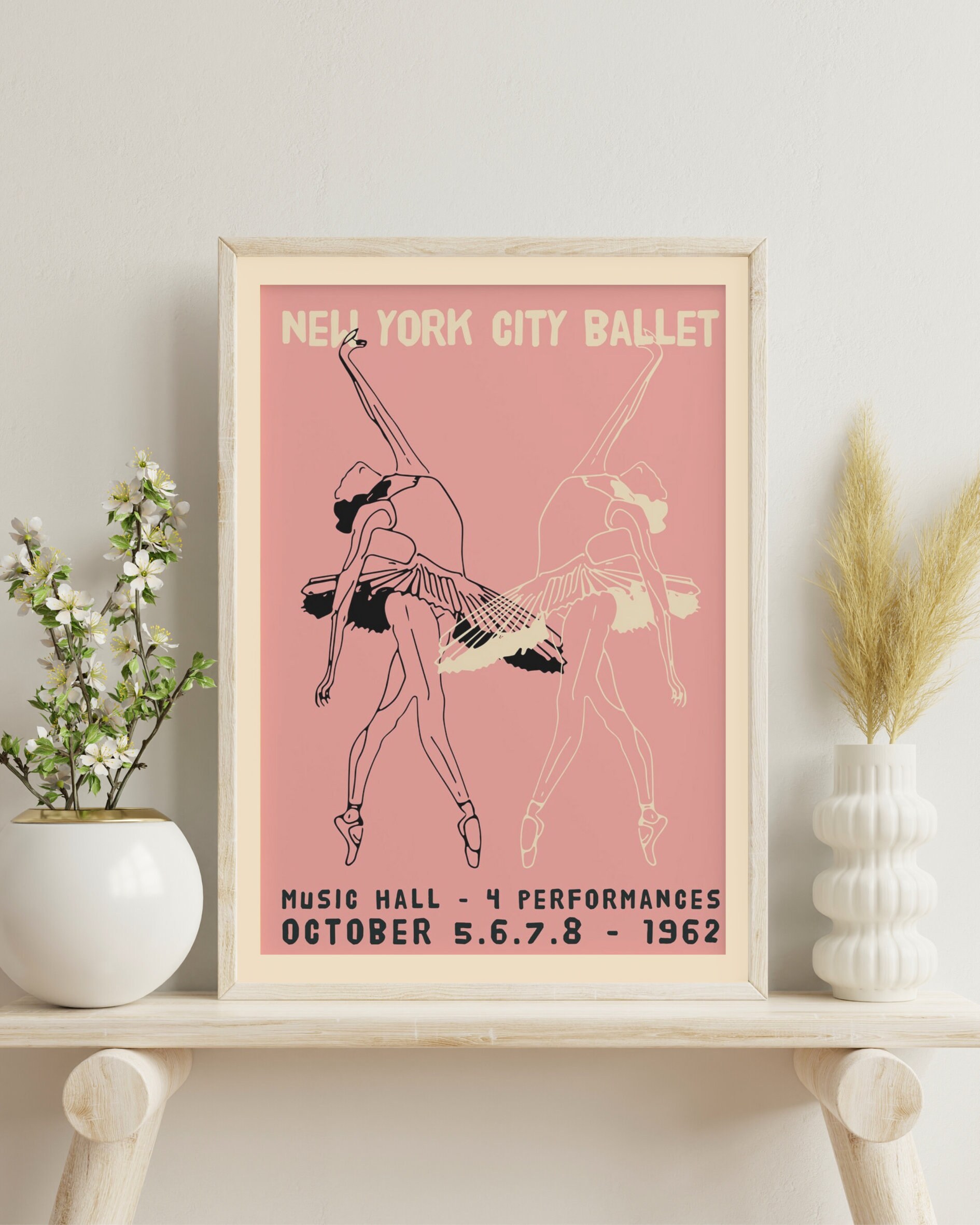Vintage NYC Ballet Poster Pink Ballet Wall Art 1960s Dance Print New ...